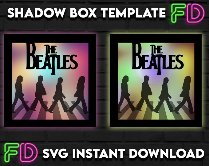 The Beatles Abbey Road Shadow Light Box Template SVG. Shadow Light Box ...