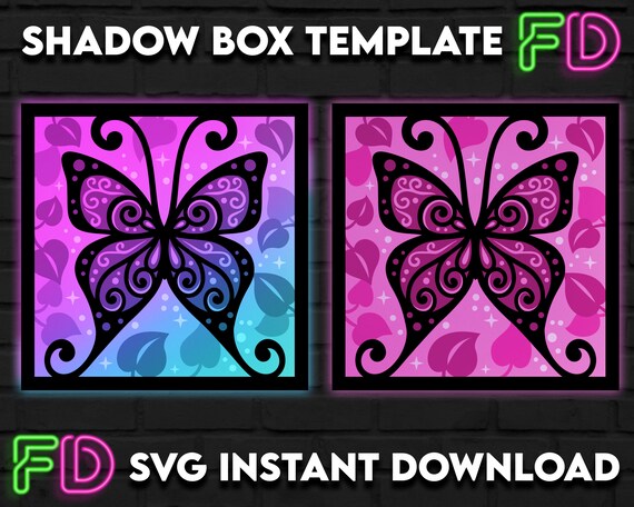 Mandala Butterfly Shadow Light Box Template SVG. Shadow Light | Etsy