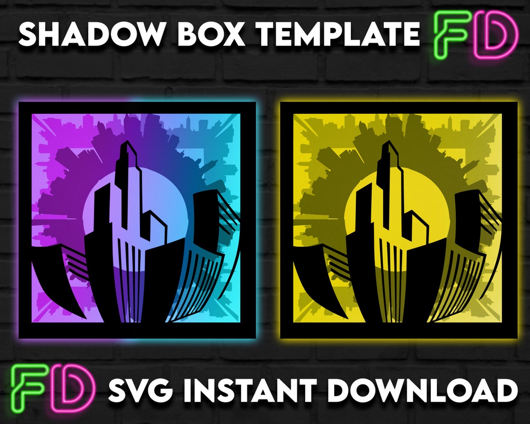 Skyline Shadow Light Box Template SVG. Shadow Light Box Cricut - Etsy