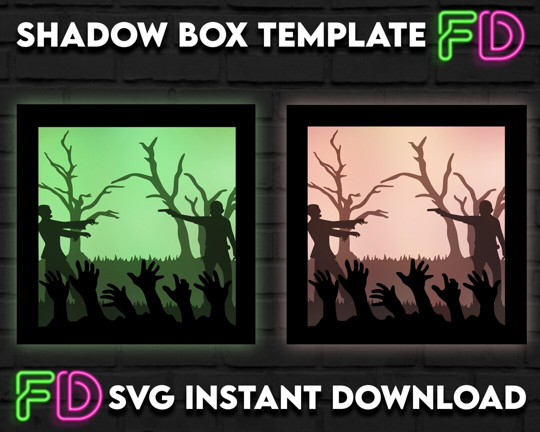 Zombie Shadow Light Box Template SVG. Shadow Light Box Cricut ...