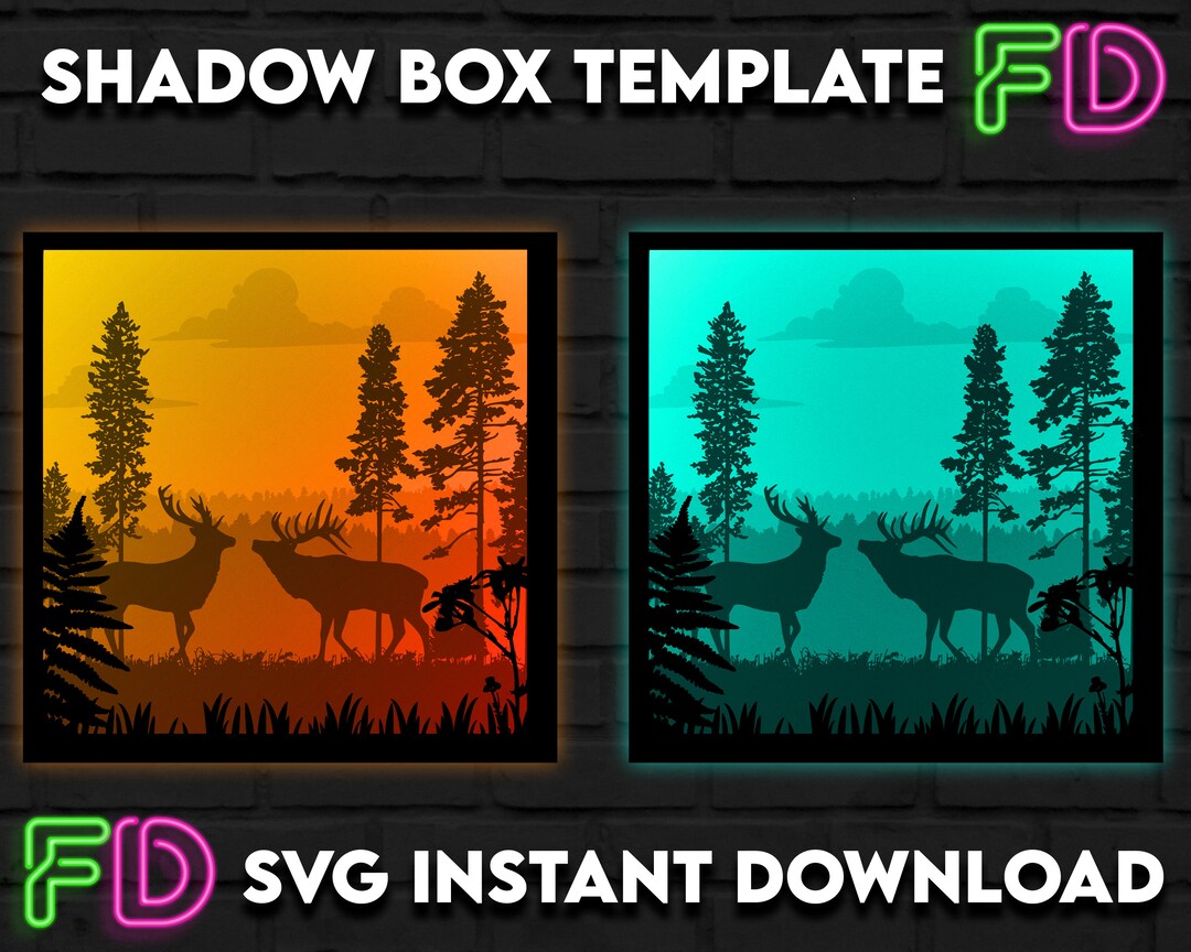 Stag Shadow Light Box Template SVG. Shadow Light Box Cricut Silhouette ...