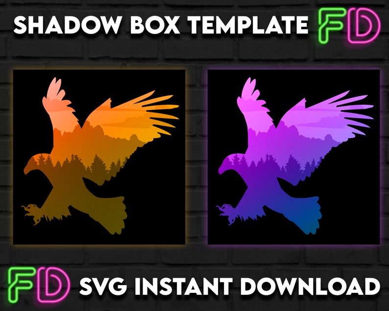 Eagle Shadow Light Box Template SVG. Shadow Light Box Cricut - Etsy