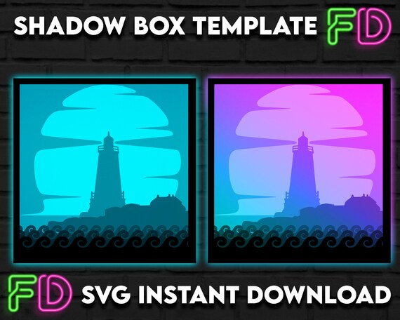 Lighthouse Scene Shadow Light Box Template SVG. Shadow Light | Etsy
