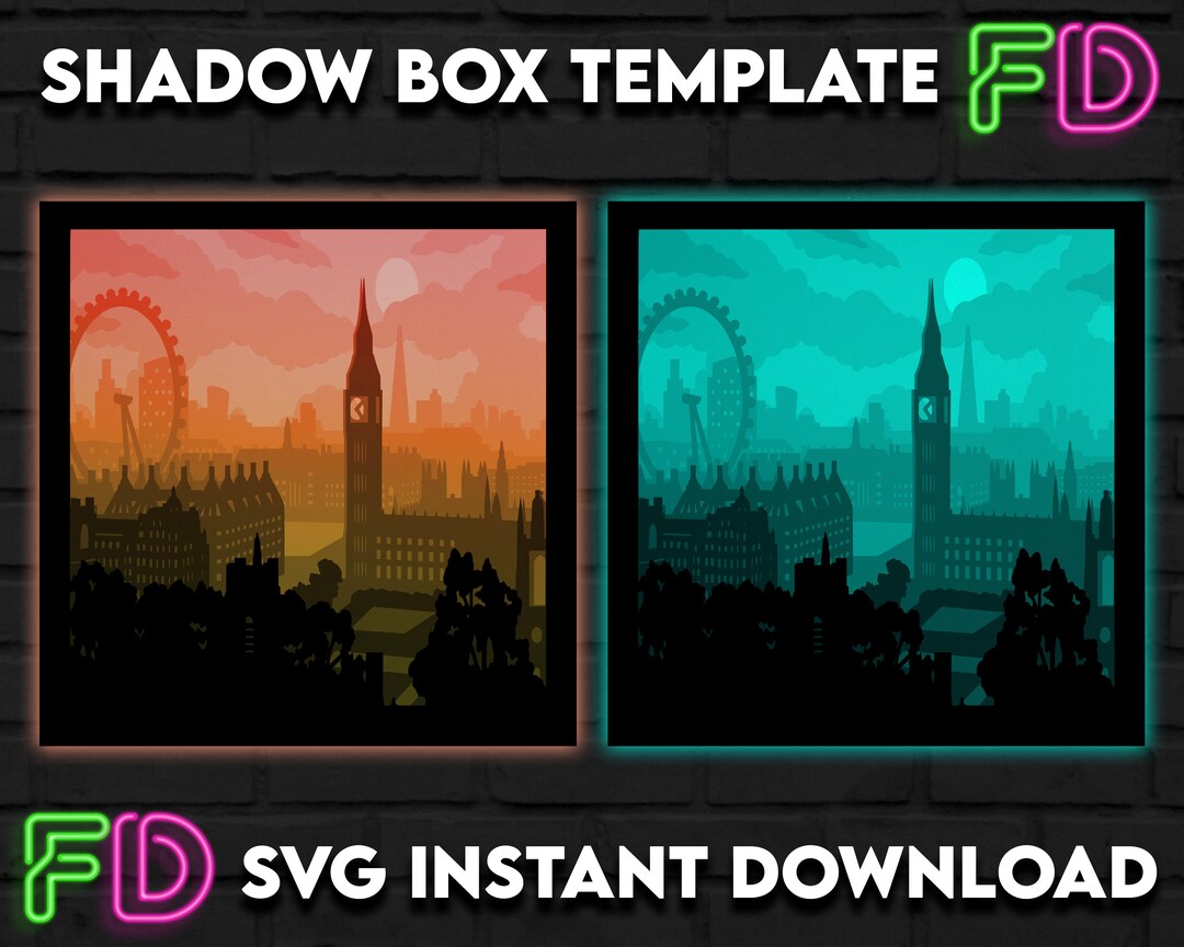 London Skyline Shadow Light Box Template SVG. Shadow Light Box Cricut ...