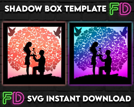 Proposal Shadow Light Box Template SVG. Shadow Light Box - Etsy