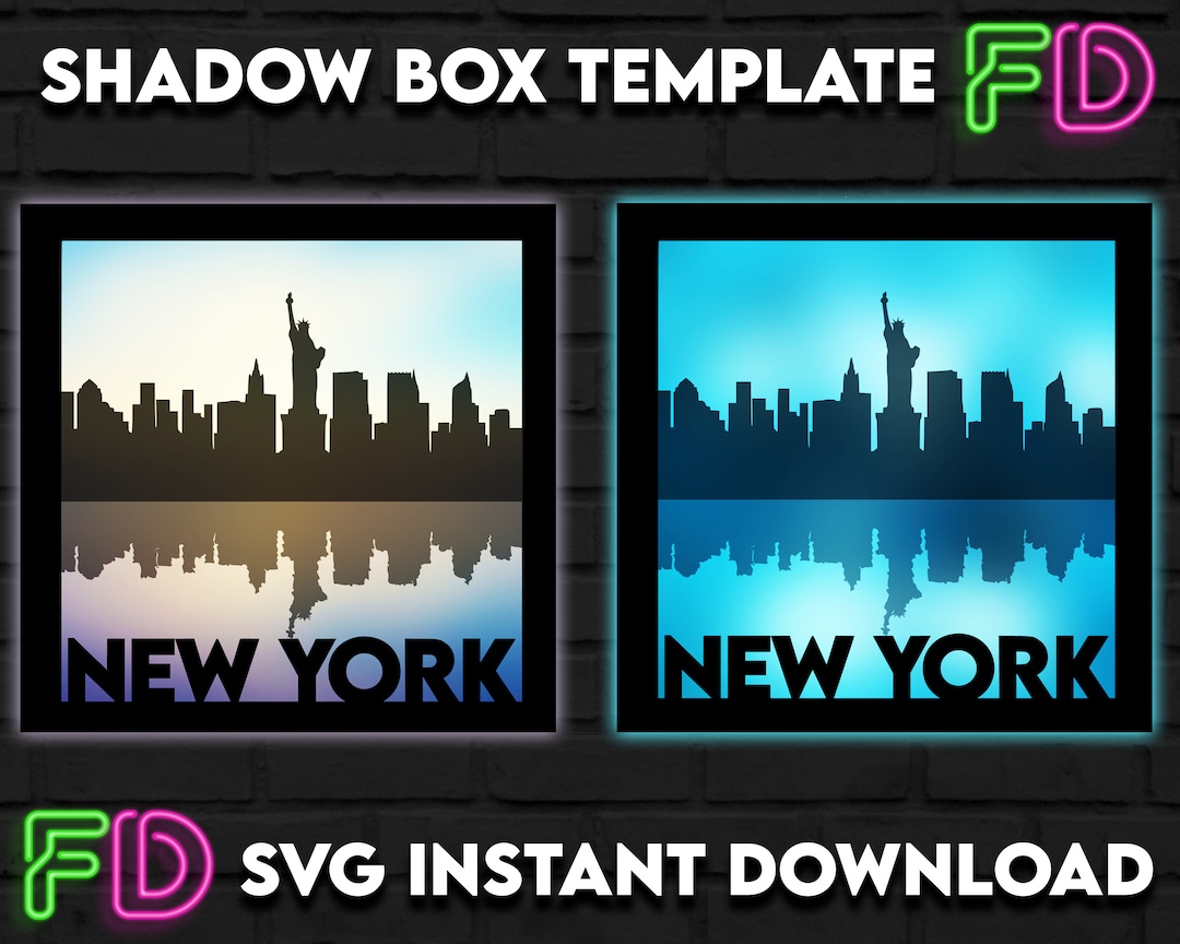 New York Skyline Shadow Light Box Template SVG. Shadow Light - Etsy