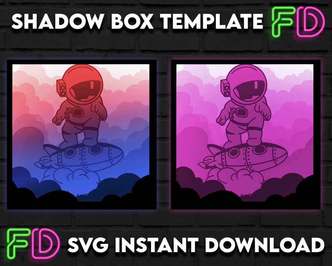 Astronaut Space Shadow Light Box Template SVG. Shadow Light Box Cricut ...
