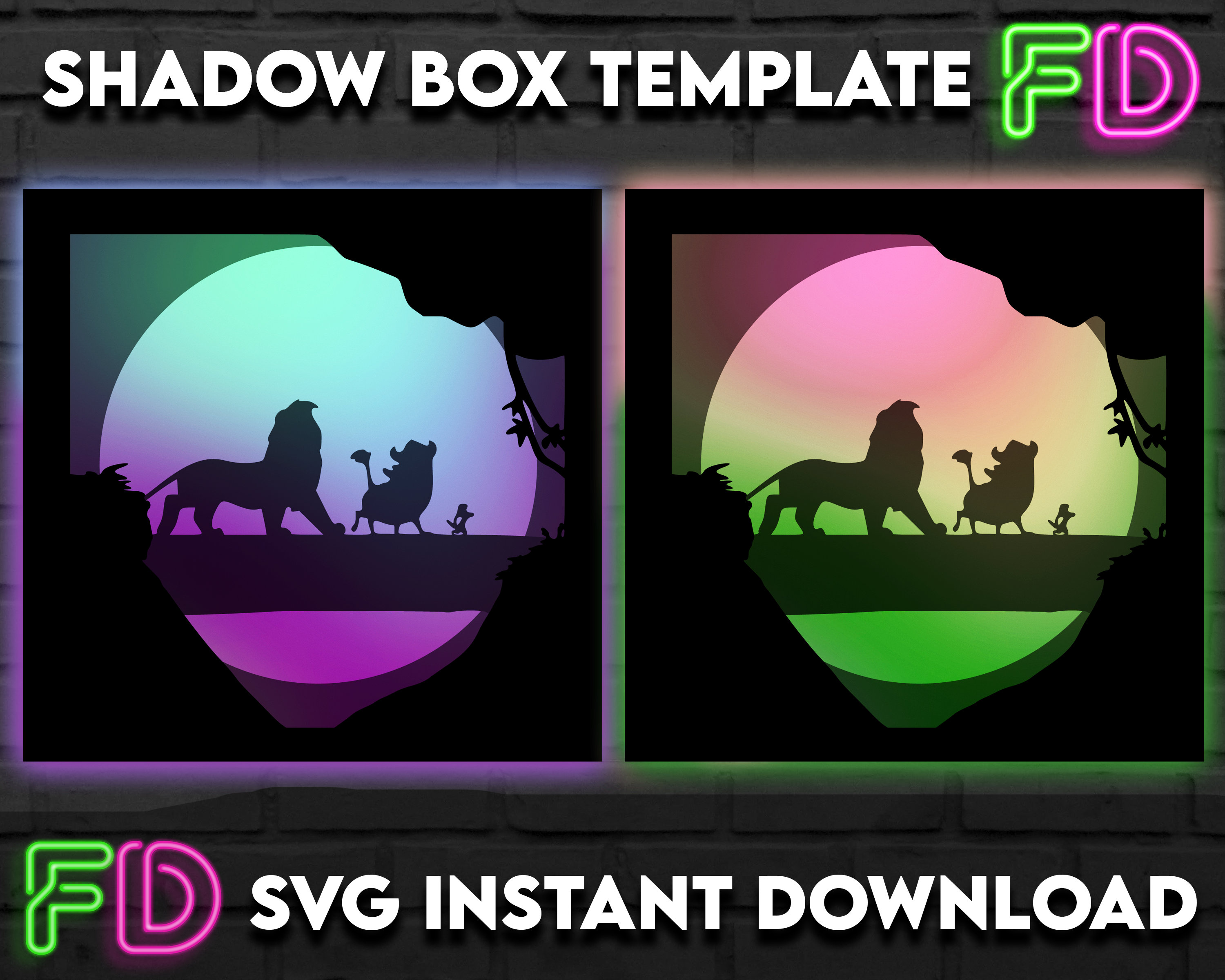 The Lion King Inspired Shadow Light Box Template SVG. Shadow - Etsy