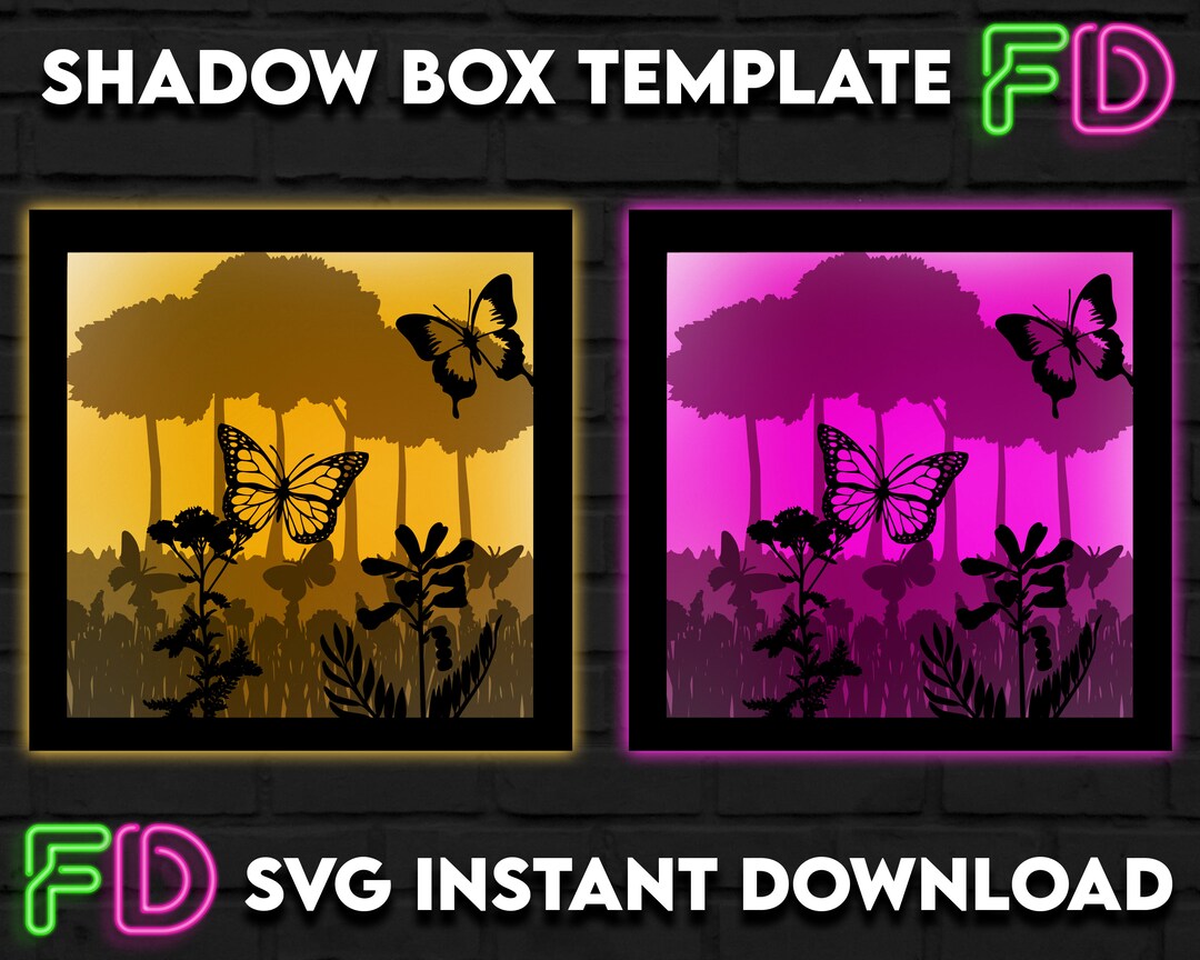 Butterfly Shadow Light Box Template SVG. Shadow Light Box - Etsy