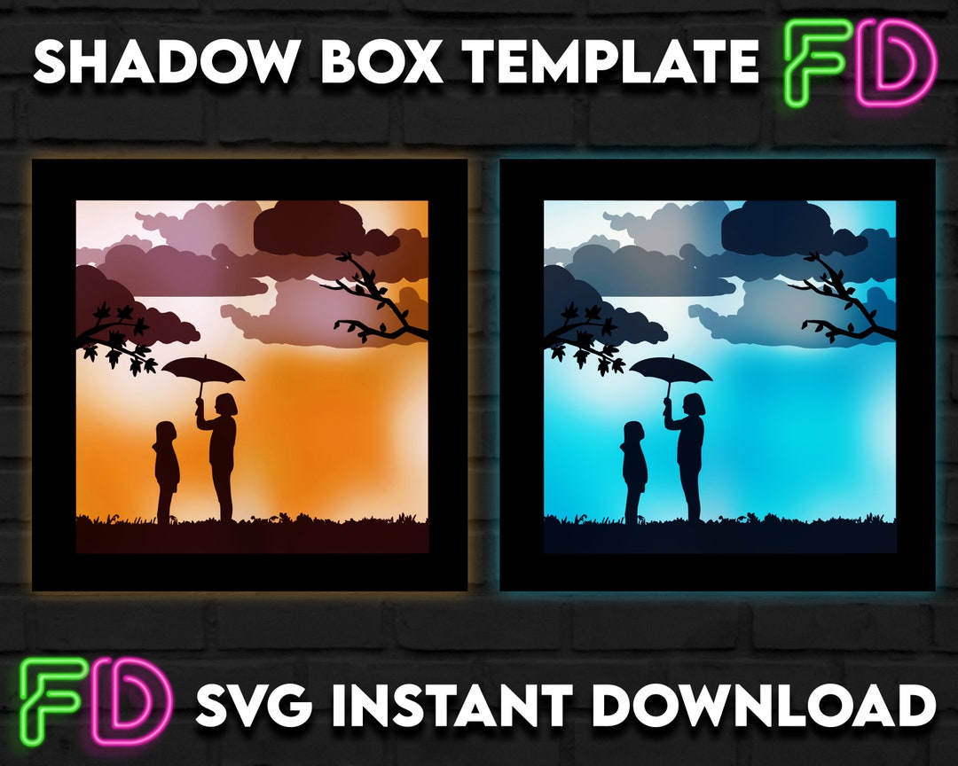 Cloudy Day Shadow Light Box Template SVG. Shadow Light Box Cricut ...
