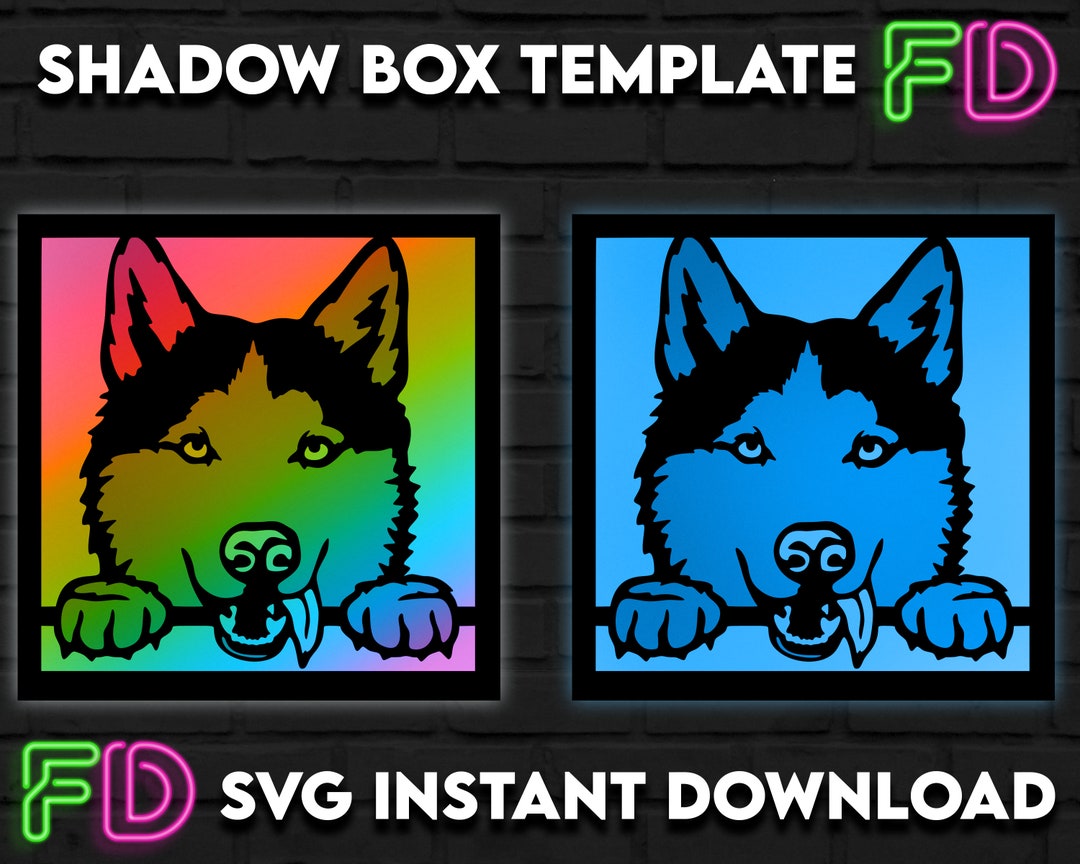 Huskey Shadow Light Box Template SVG. Shadow Light Box Cricut ...