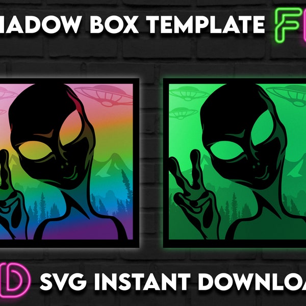 Alien Shadow Box Svg - Etsy