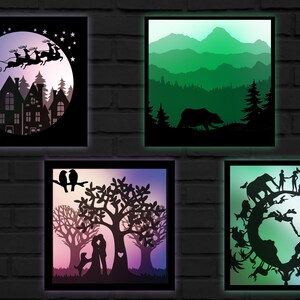 12 Shadow Light Box Template SVG Bundle. Shadow Light Box Bundle Cricut ...