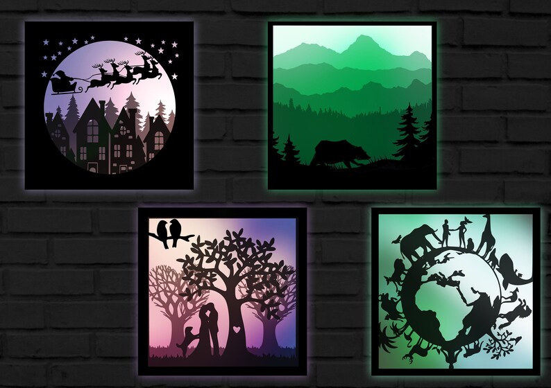 12 Shadow Light Box Template SVG Bundle. Shadow Light Box - Etsy