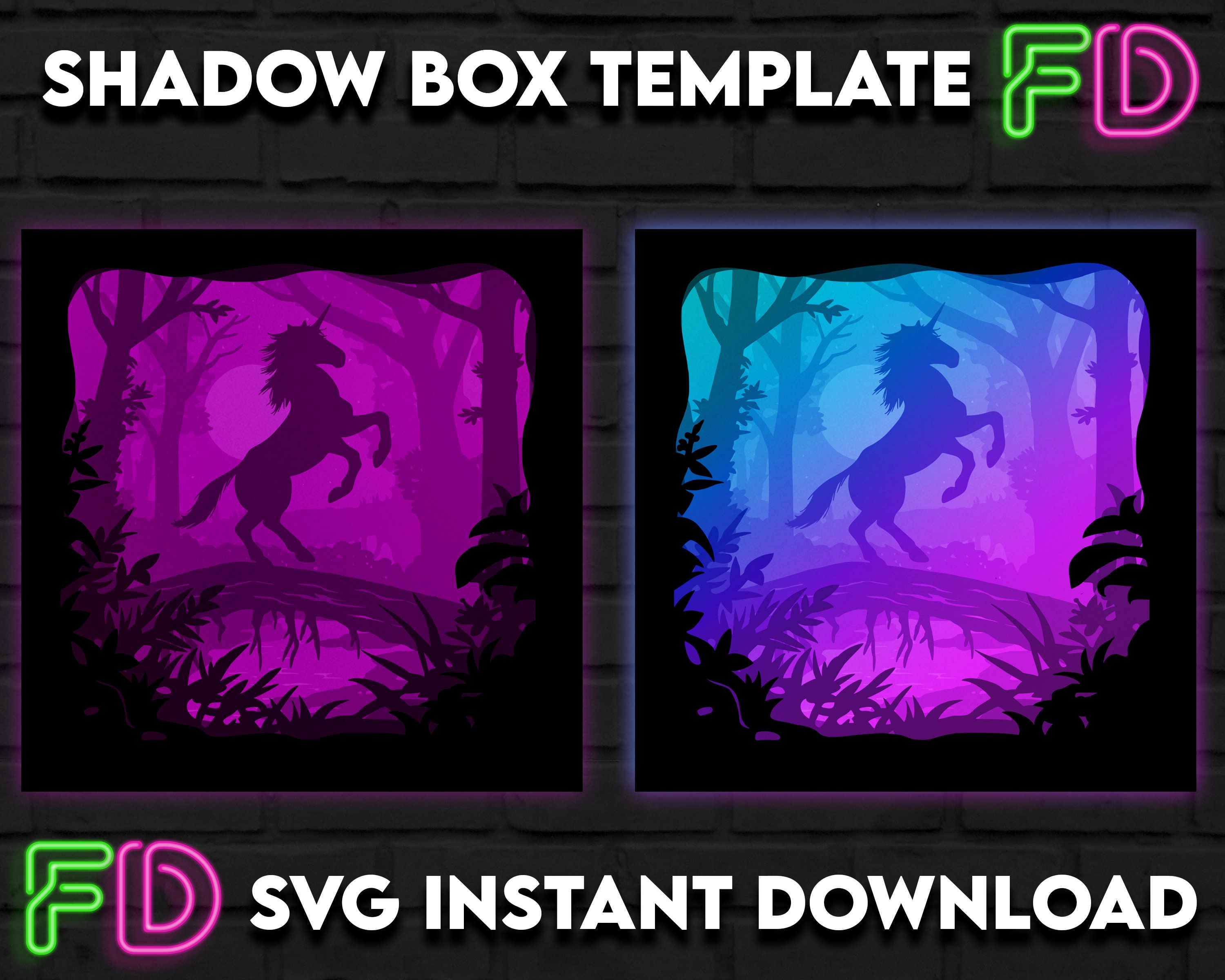 Unicorn Shadow Light Box Template SVG. Shadow Light Box Cricut - Etsy