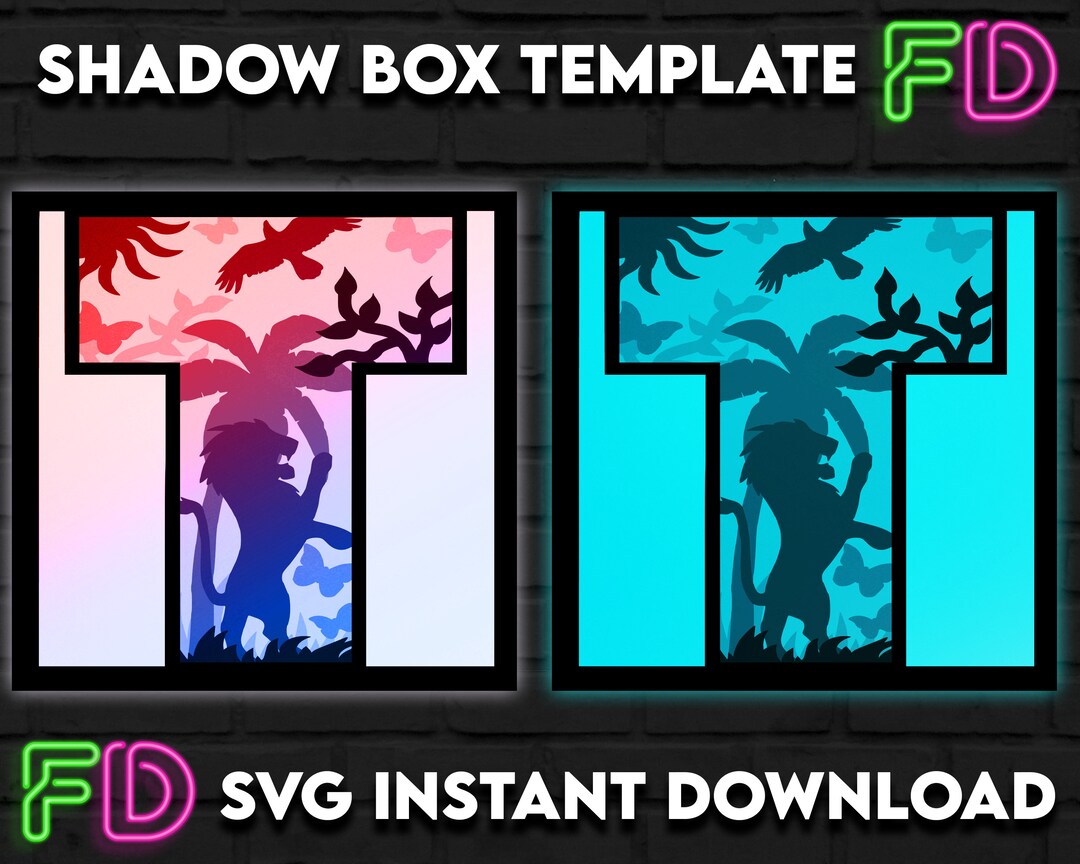 Letter T Alphabet Shadow Light Box Template SVG. Shadow Light Box ...