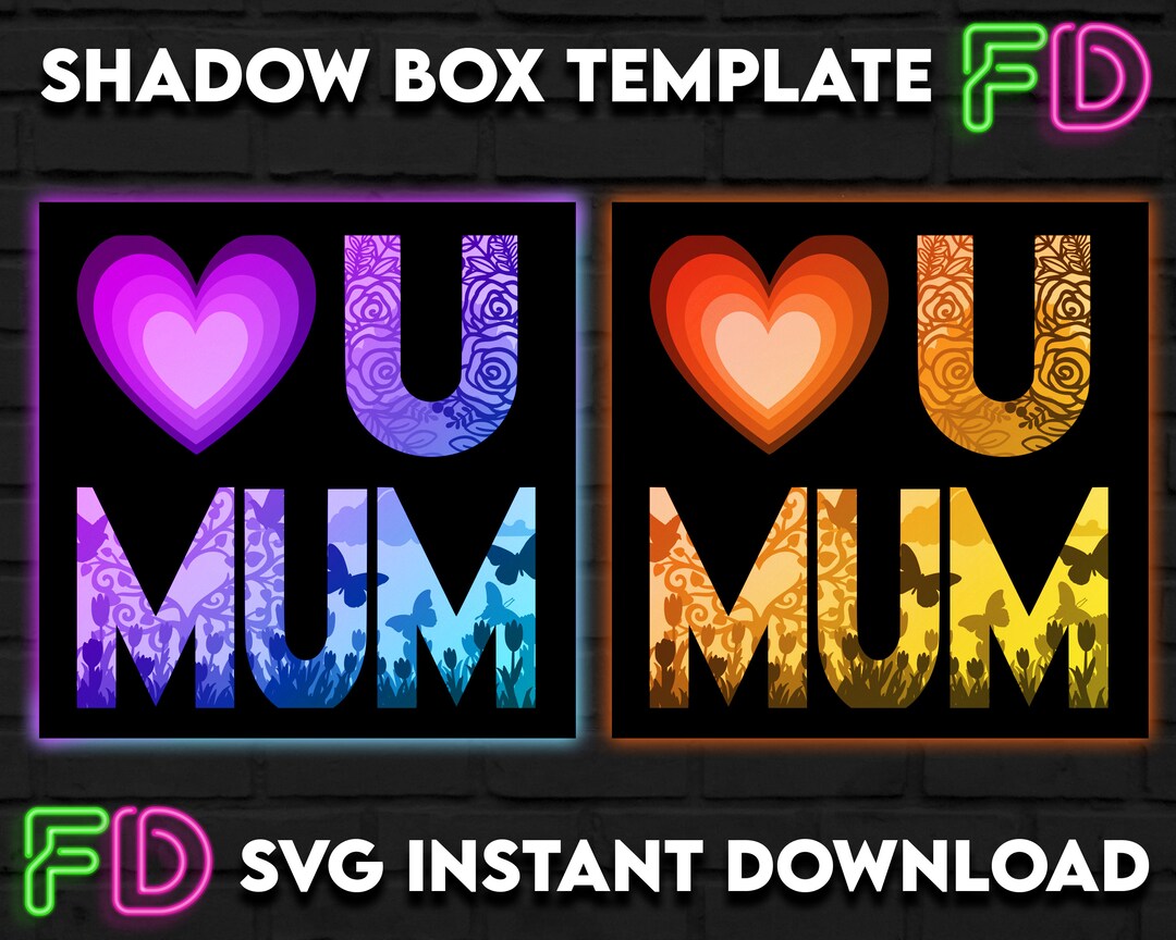 Mum Shadow Light Box Template SVG. Shadow Light Box Cricut Silhouette ...