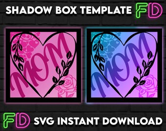Mom Shadow Box Svg Bundle Light Box Template Mother Shadow - Etsy