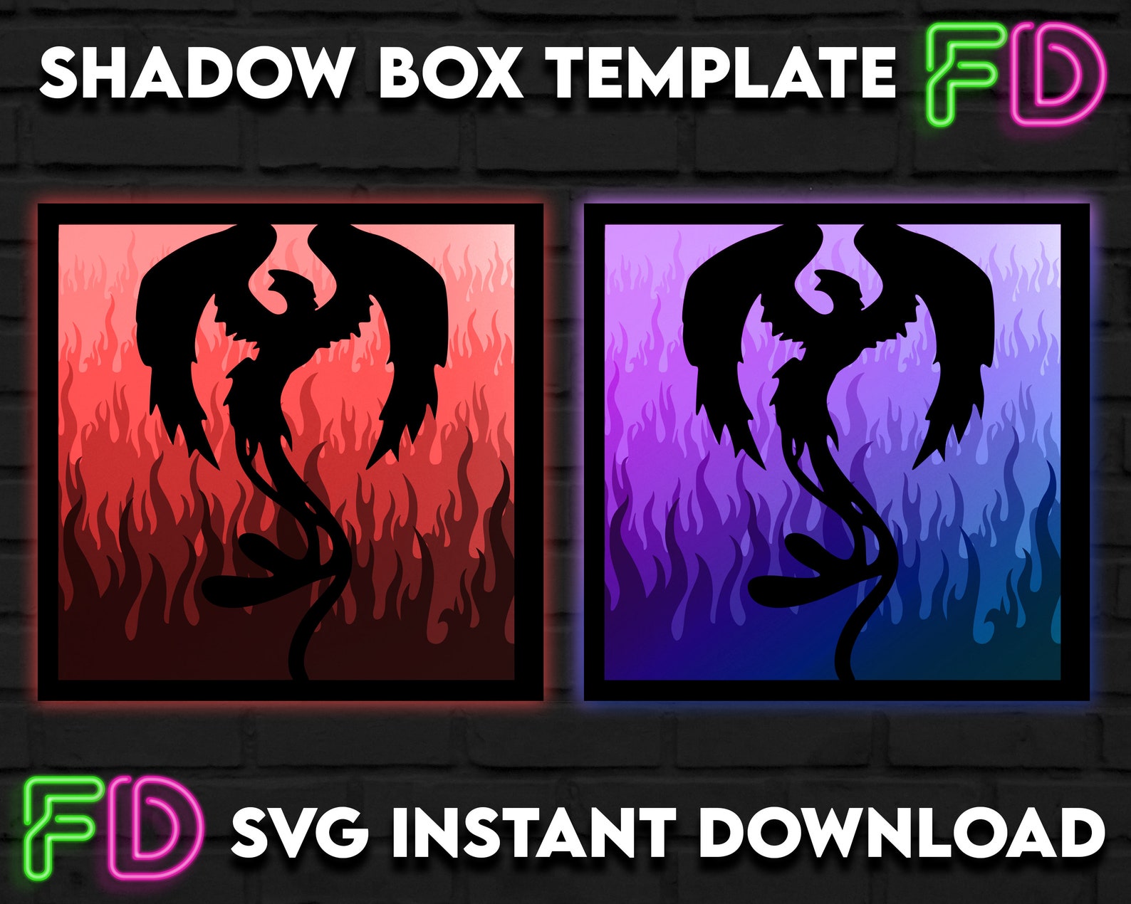 Phoenix Shadow Light Box Template SVG. Shadow Light Box Cricut - Etsy ...