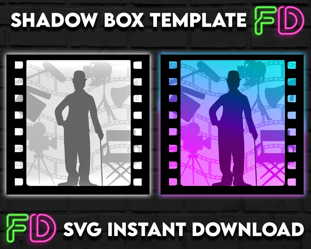 Charlie Chaplin Shadow Light Box Template SVG. Shadow Light Box Cricut ...