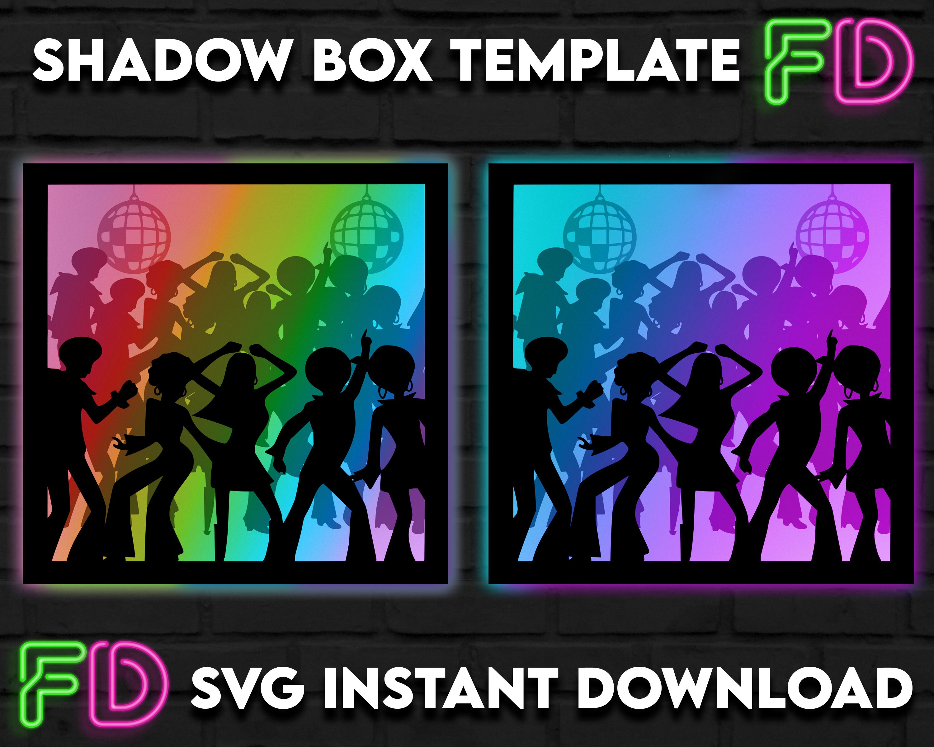 Disco Shadow Light Box Template SVG. Shadow Light Box Cricut | Etsy