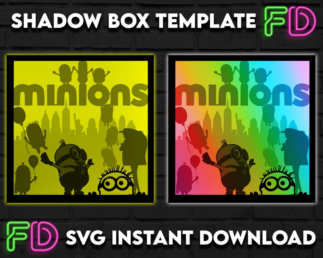 Minions Inspired Shadow Light Box Template SVG. Shadow Light Box Cricut ...