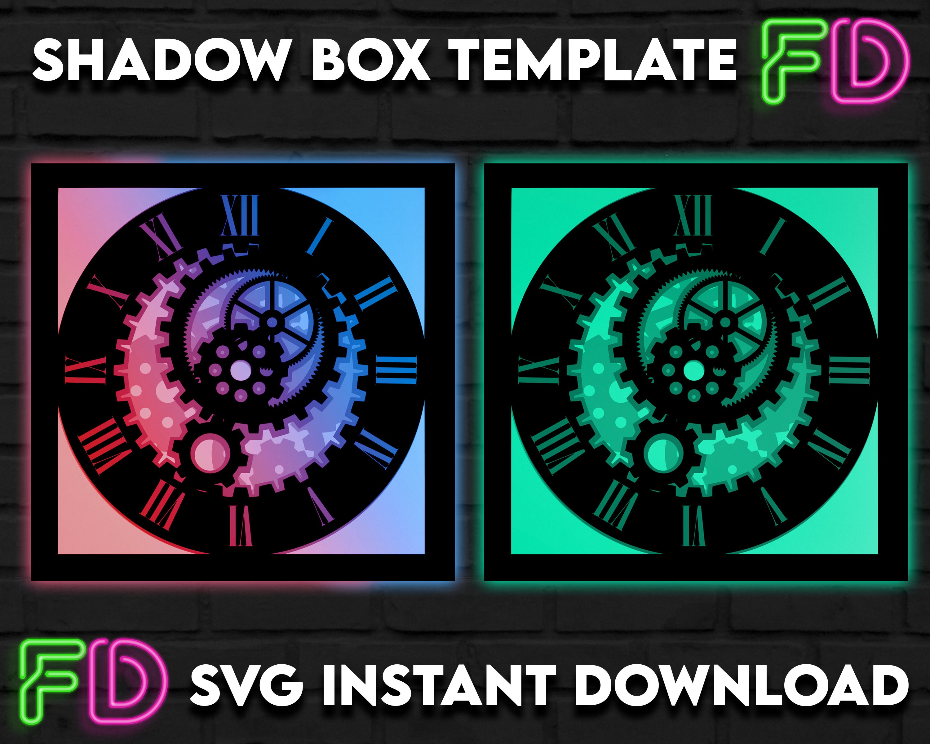 Clock Face Light Box Template SVG. Shadow Light Box Cricut | Etsy