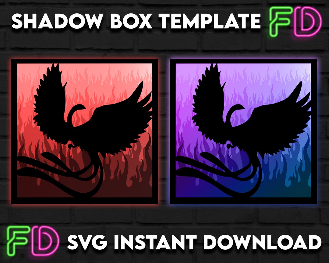 Phoenix Shadow Light Box Template SVG. Shadow Light Box Cricut ...