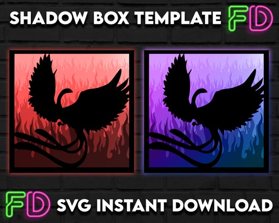 Phoenix Shadow Light Box Template SVG. Shadow Light Box Cricut | Etsy
