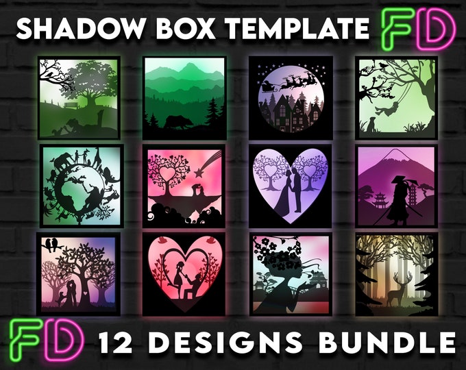 12 Shadow Light Box Template SVG Bundle. Shadow Light Box Bundle Cricut ...