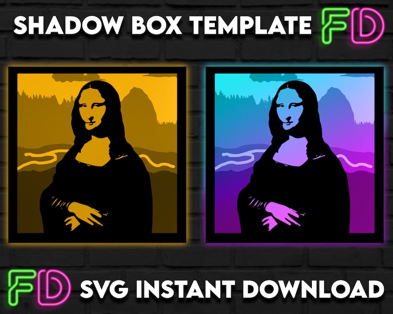 Mona Lisa Shadow Light Box Template SVG. Shadow Light Box | Etsy