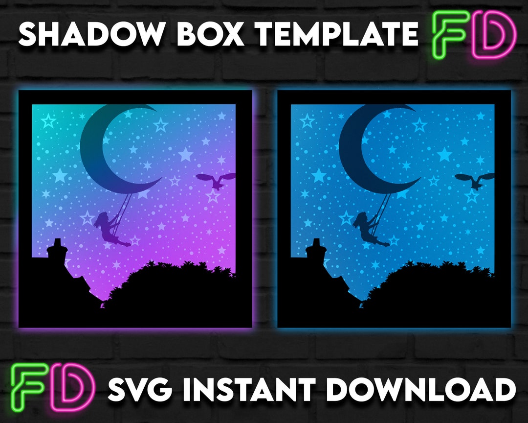 Moon Swing Shadow Light Box Template SVG. Shadow Light Box - Etsy