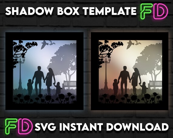 Family Shadow Light Box Template SVG. Shadow Light Box Cricut | Etsy