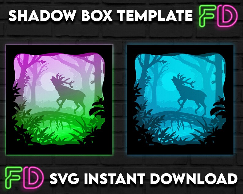 Stag Deer Shadow Light Box Template SVG. Shadow Light Box - Etsy