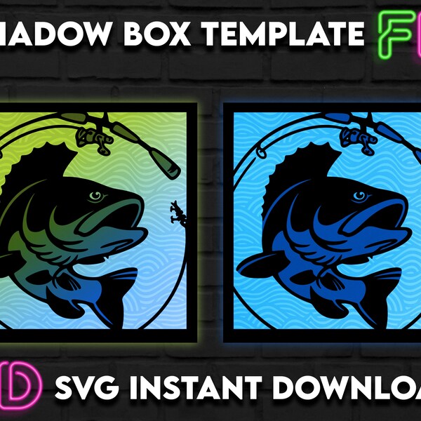 Fishing Shadow Box Svg - Etsy