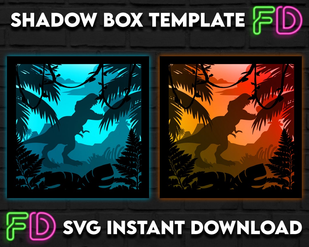 T-rex Shadow Light Box Template SVG. Shadow Light Box Cricut Silhouette ...