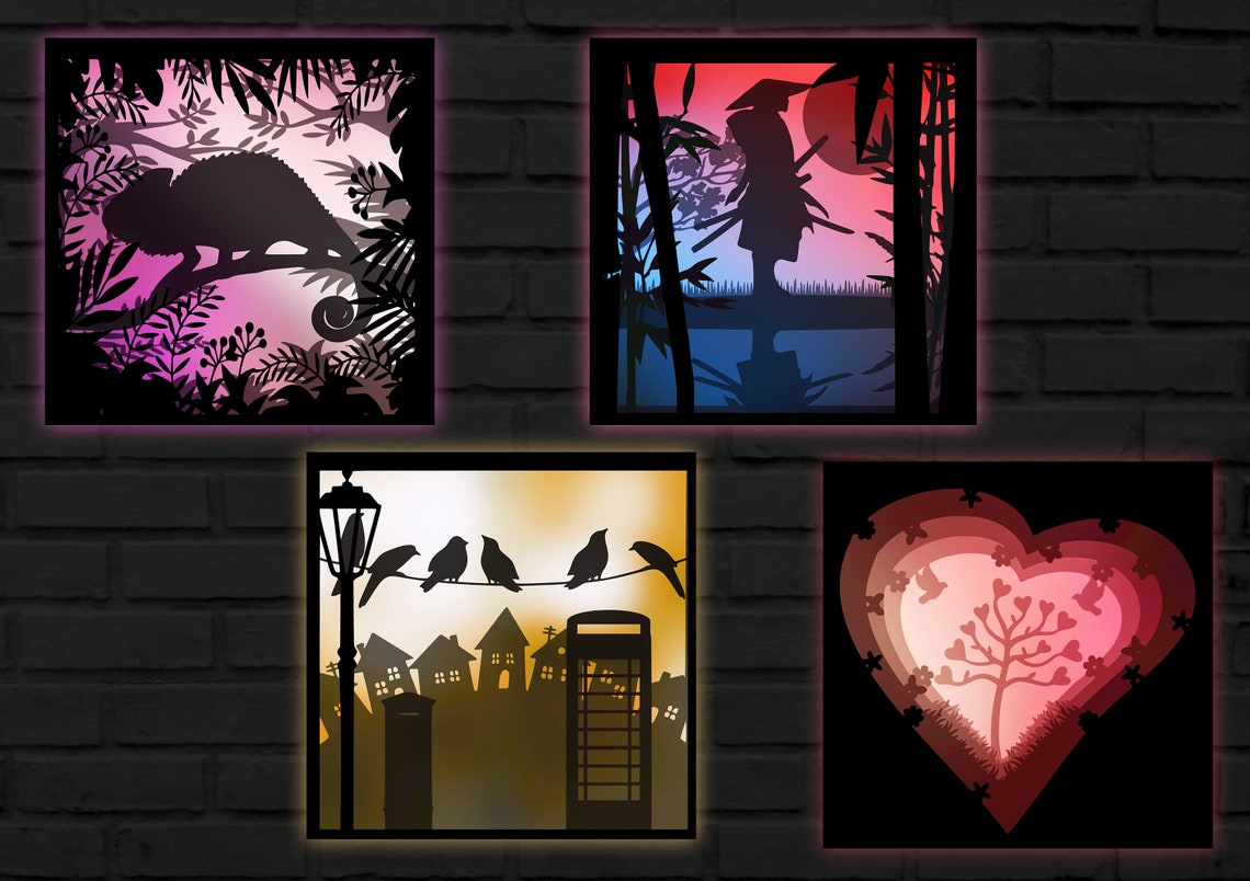 12 Shadow Light Box Template SVG Bundle. Shadow Light Box - Etsy