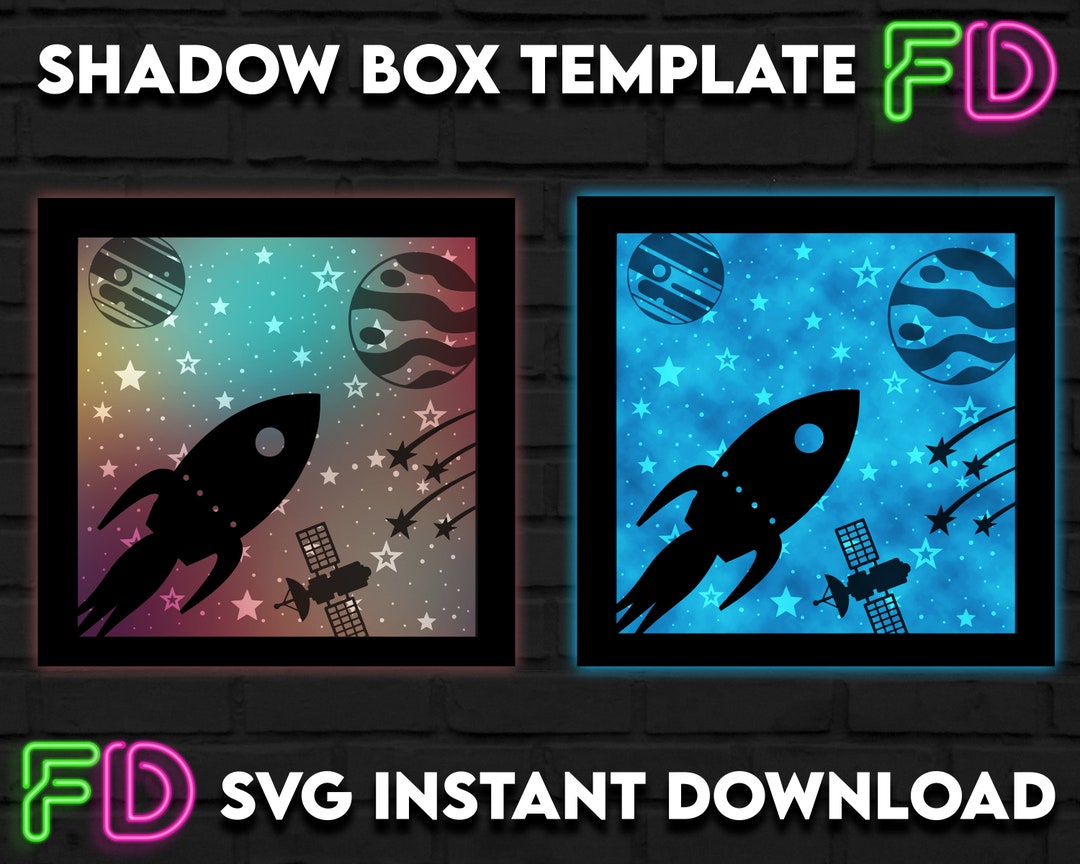 Space Rocket Shadow Light Box Template SVG. Shadow Light Box Cricut ...