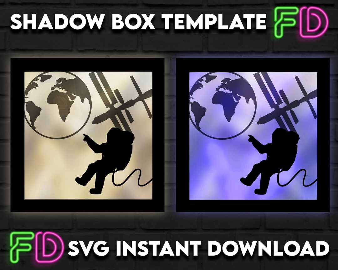 Astronaut Space Shadow Light Box Template SVG. Shadow Light Box Cricut ...