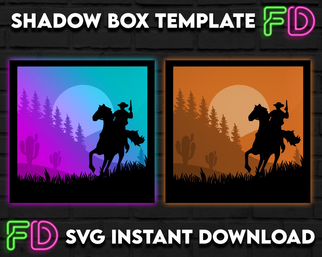 Wild West Shadow Light Box Template SVG. Shadow Light Box Cricut ...
