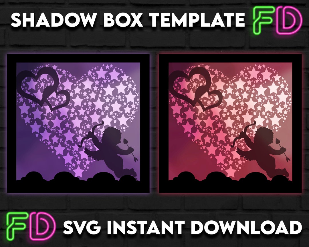 Cupid Shadow Light Box Schablone SVG. Schattenlicht Box Cricut ...