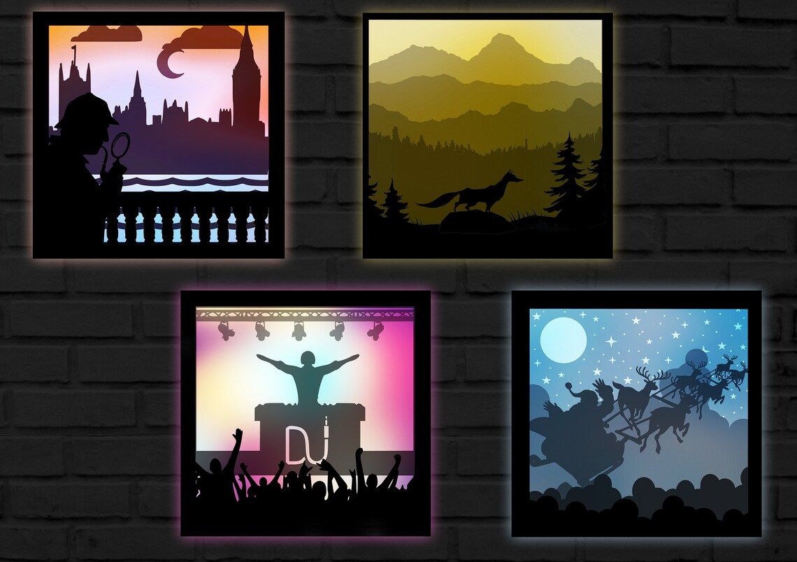 12 Shadow Light Box Template SVG Bundle. Shadow Light Box - Etsy