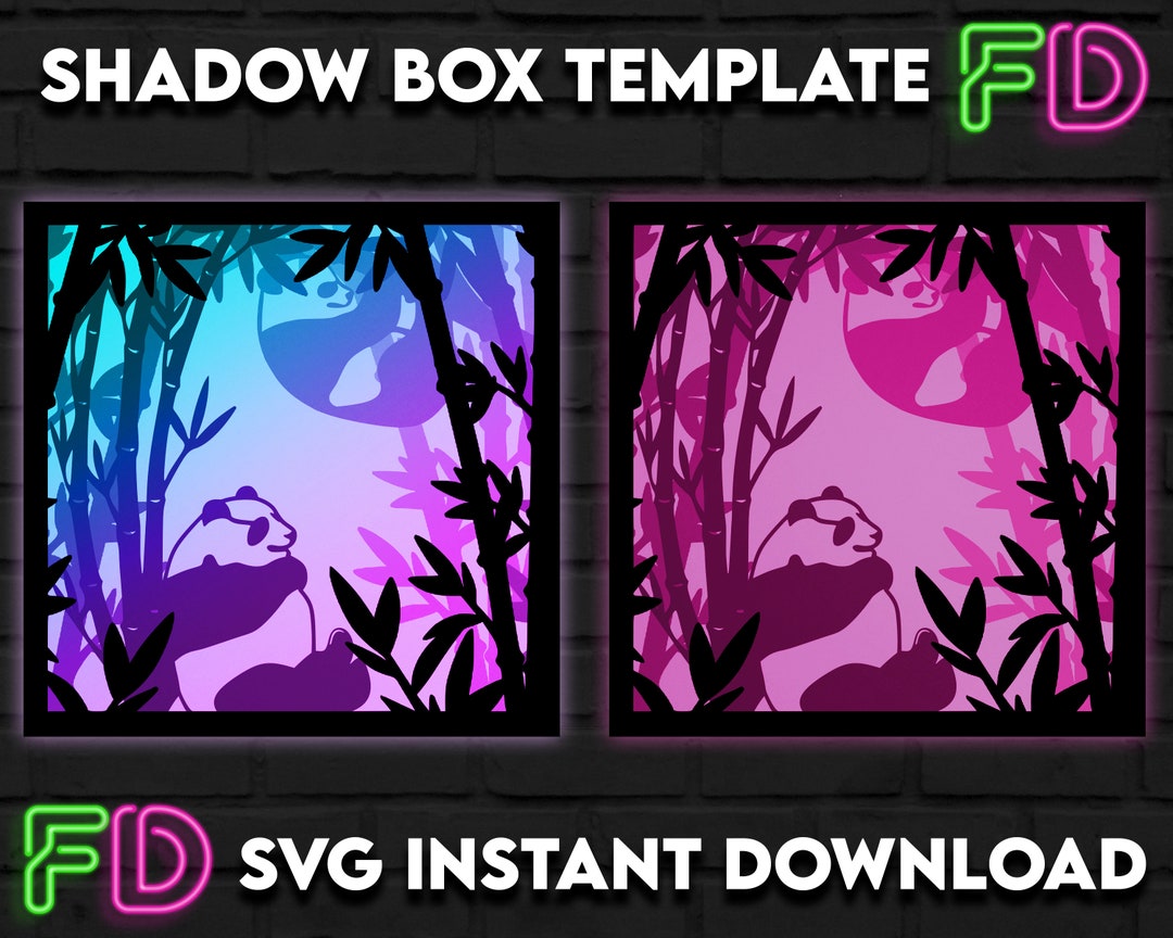 Pandas Shadow Light Box Template SVG. Shadow Light Box Cricut ...