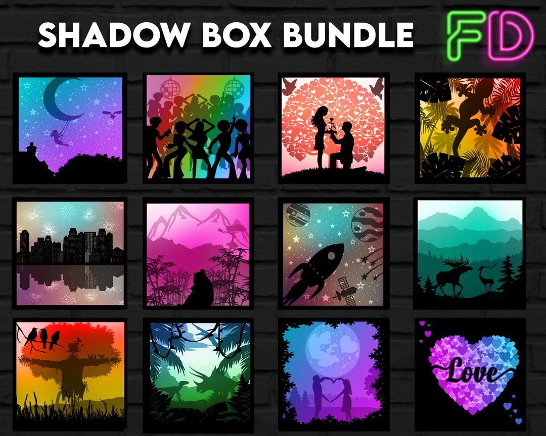 12 Shadow Light Box Template SVG Bundle. Shadow Light Box Bundle Cricut ...