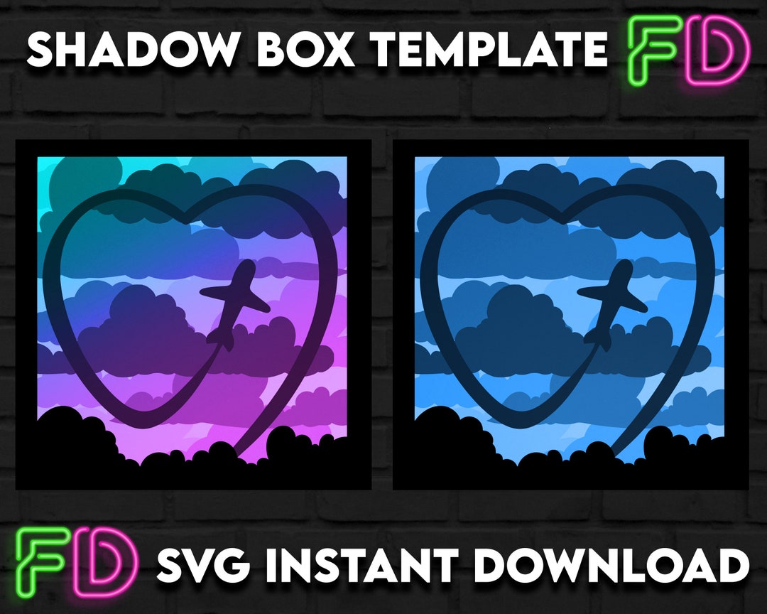 Airplane Clouds Shadow Light Box Template SVG. Shadow Light Box Cricut ...
