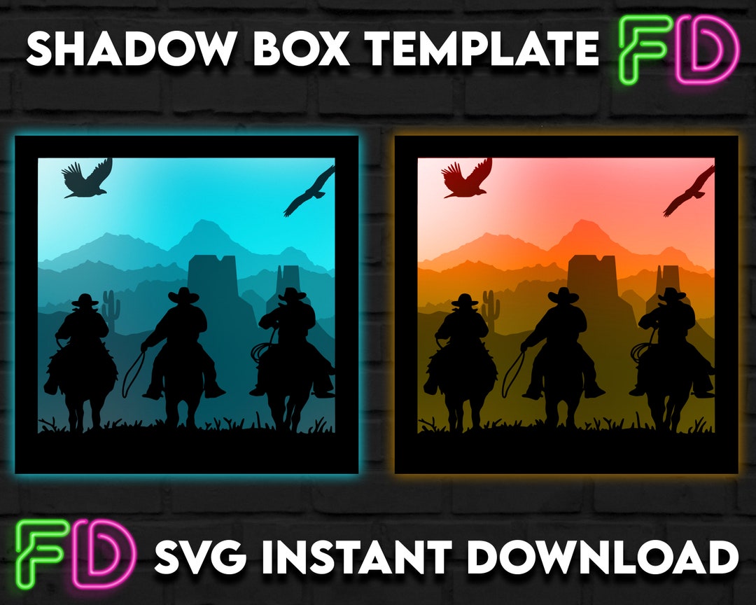 Wild West Shadow Light Box Template SVG. Shadow Light Box Cricut ...