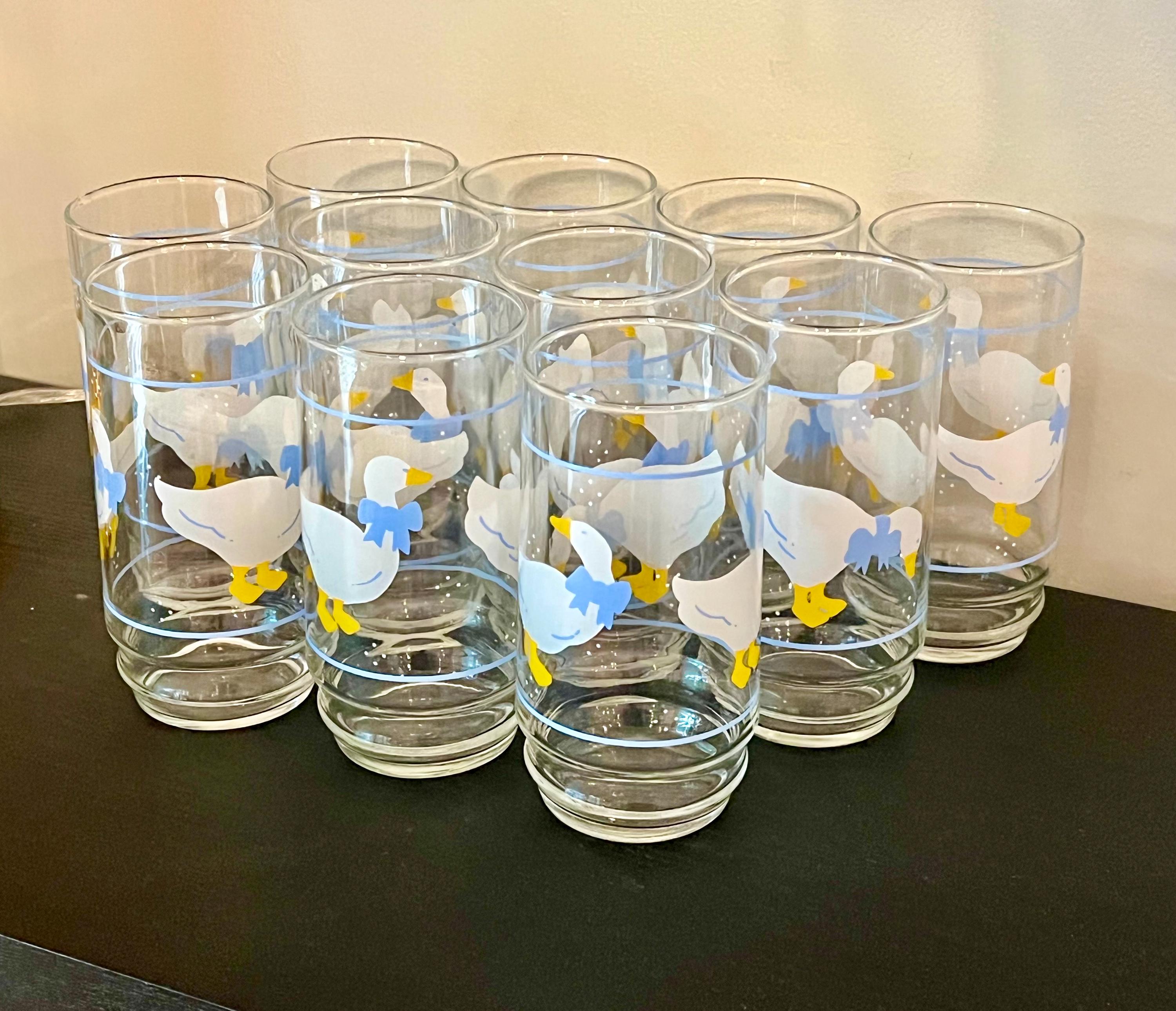 Vintage Goose Glasses – Farmhouse Cottagecore Glassware – 80s Blue Bow ...