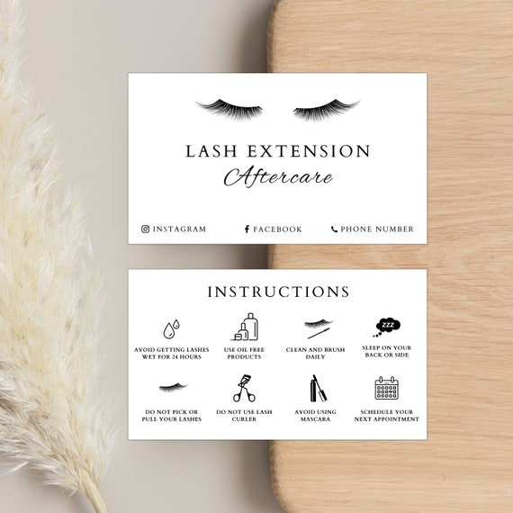 Lash Aftercare Card Template Lash Extension Card Editable | Etsy