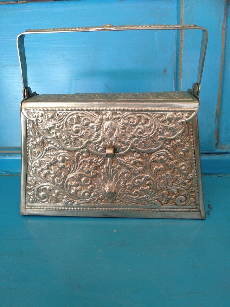 Vintage Pewter Metal Mini Bag - Etsy