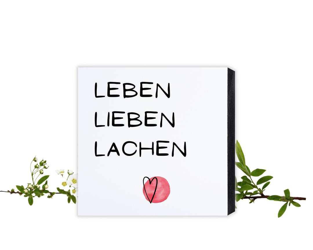 Saying as Decoration leben LIEBEN Lachen Wooden Picture for Hanging or ...